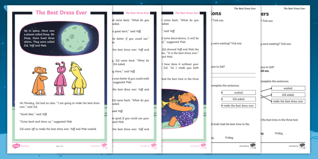 FREE! - The Best Dress Ever Differentiated Reading Comprehension Activity