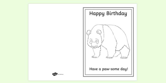 FREE! - Endangered Panda Birthday Card Colouring Activity