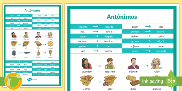 Poster A4: Antónimos - 30 palabras (teacher made)