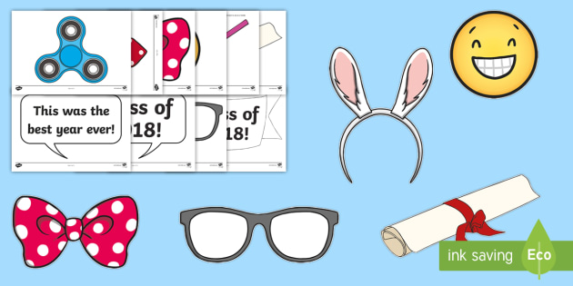 End of School Year Photo Booth Props Cut-Outs - Transition Activities