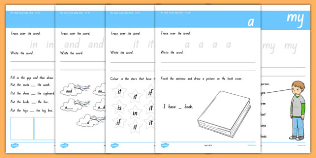 New Zealand Essential Spelling Words List One Write-Up Sheet