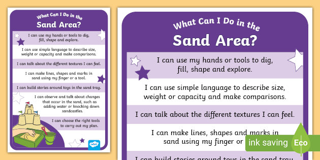 'I Can' Sand Area Continuous Provision Prompt Poster (New Kindergarten ...