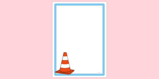 FREE! - Simple Blank Traffic Cone Page Border | Page Borders