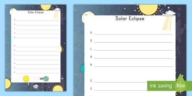 Solar Eclipse Acrostic Poem