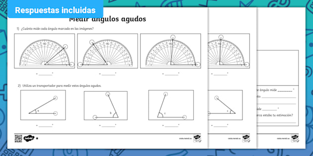 Hoja De Trabajo Para Medir ángulos Con Transportador