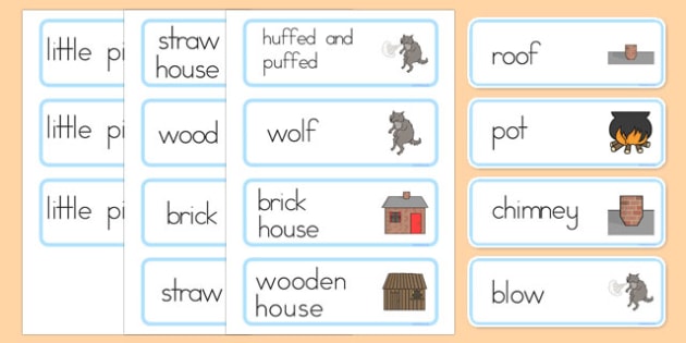 The Three Little Pigs Word Cards (teacher made)