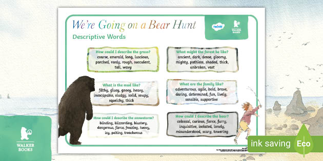 FREE! - We're Going on a Bear Hunt Descriptive Word Mat