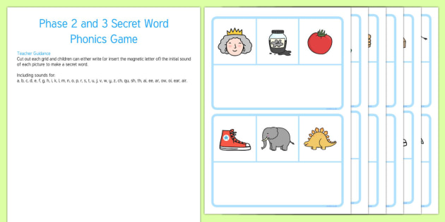 Secret Word Phonics Game Phase 2 and 3 - secret word, phonics