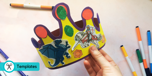St George's Day Crown Collage Craft (teacher made)