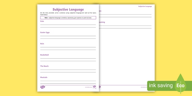 Subjective Language Sentences (teacher made)