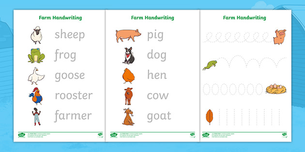Farm Handwriting Worksheets (teacher made)