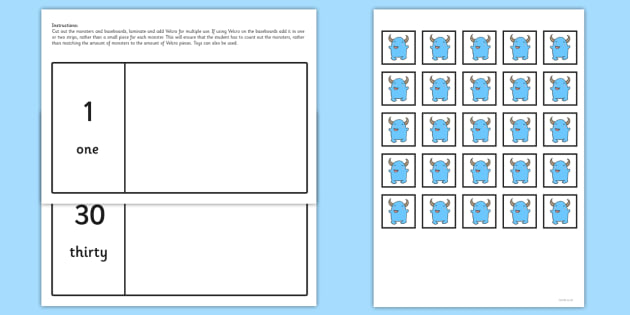 Workstation Pack 1 30 Monster Counting Activity - TEACCH Workstation Pack