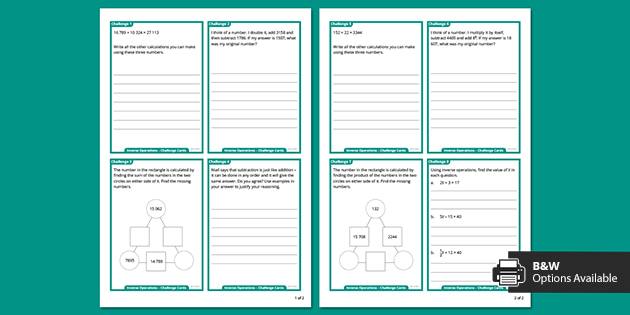 👉 Inverse Operations - Challenge Cards | KS3 Maths | Beyond