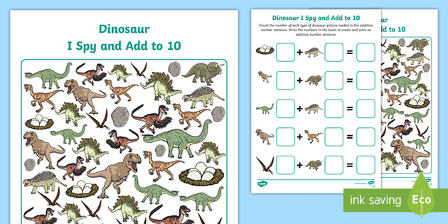 👉 Dinosaurs I Spy and Add to 10 (teacher made)