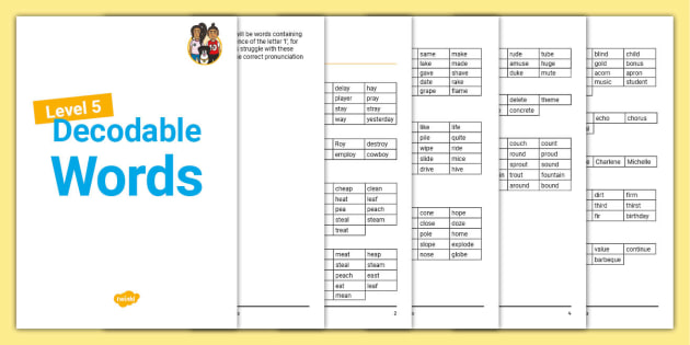 Level 5 Decodable Word Booklet (teacher made)