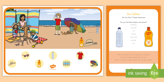 Sun Safety Can You Find? Picture Activity (teacher made)