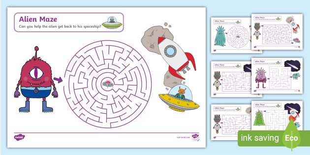 FREE! - Alien Maze Activity Worksheets (teacher made)