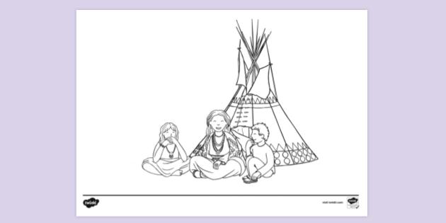FREE! - Elder Telling Children a Story Colouring | Colouring Sheets