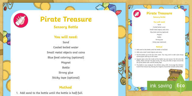 Pirate Treasure Sensory Bottle Activity (teacher made)