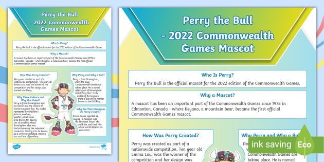 Perry the Bull Mascot Information Sheet (teacher made)