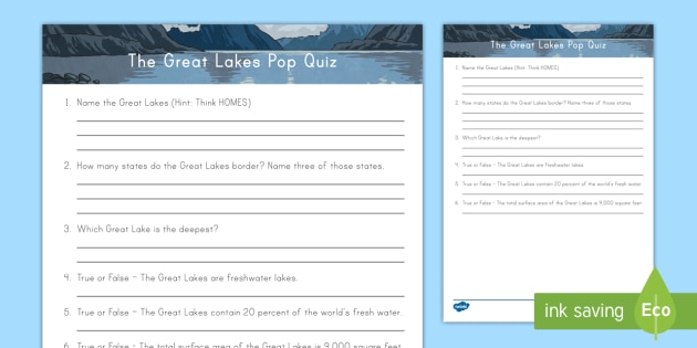 The Great Lakes Facts Pop Quiz - Great Lakes, regions