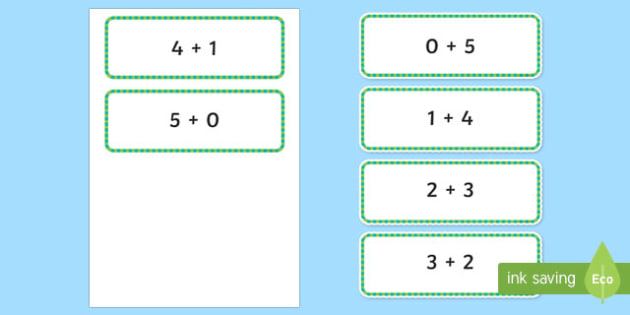 Number Bonds to 5 Number Sentence Cards (teacher made)