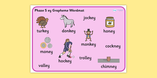 Phase 5 'ey' Grapheme Word Mat - phase 5, ey, grapheme, word mat