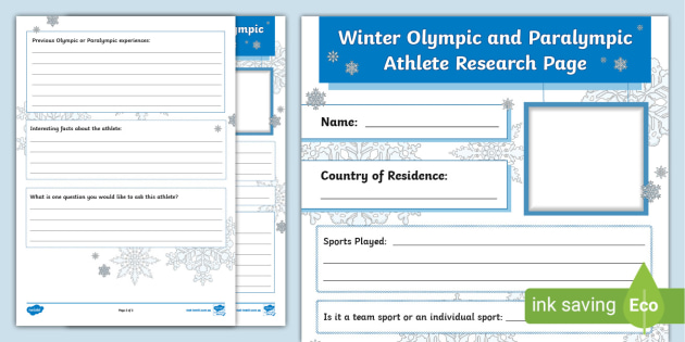 Winter Olympic and Paralympic Athlete Research Page