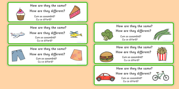 How Are They The Same How Are They Different Activity Cards Romanian