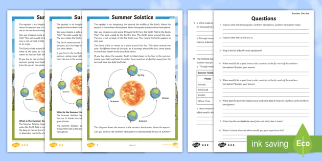 Summer Solstice CfE Second Level Differentiated Reading Comprehension