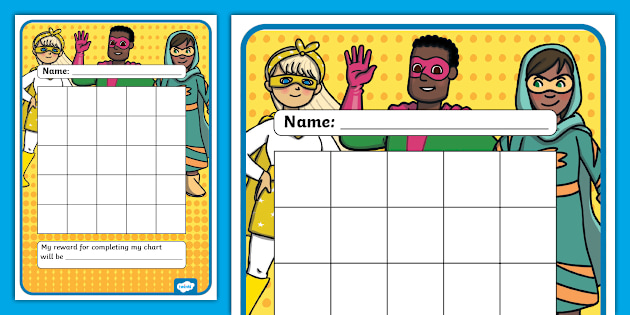 Free Printable Superhero Reward Chart