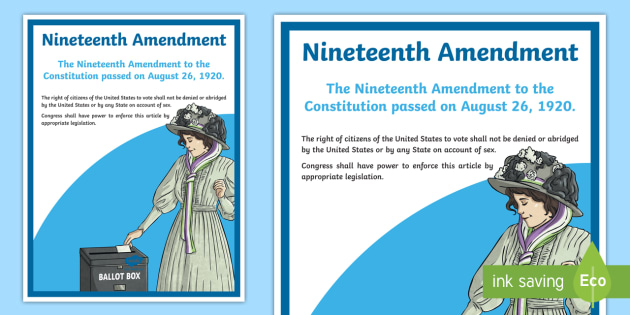 * NEW * Nineteenth Amendment Poster - Women's Equal Rights