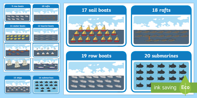 Sea Transport Themed 0 20 Counting Cards - Word and Number 0 100 Flash ...