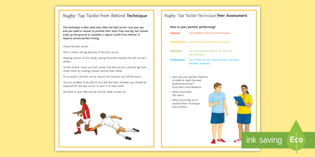 Rugby: Tap Tackle Techniques Card