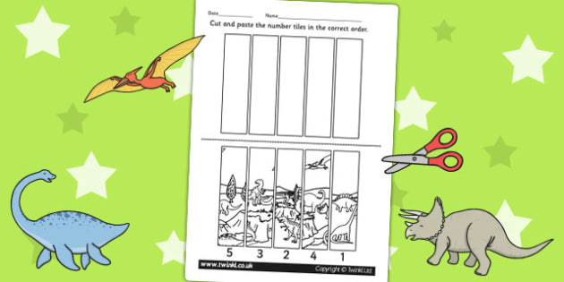Dinosaur Themed Number Sequencing Puzzle