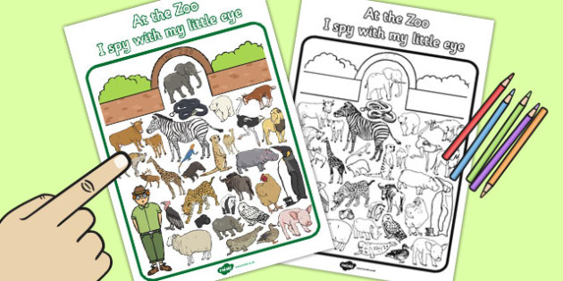 At the Zoo Themed I Spy With My Little Eye Activity - ESL Zoo Vocabulary
