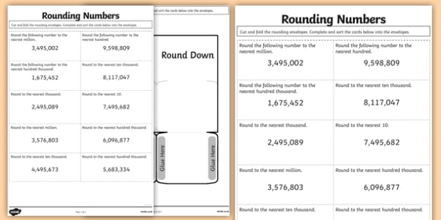 Rounding Numbers Sorting Activity