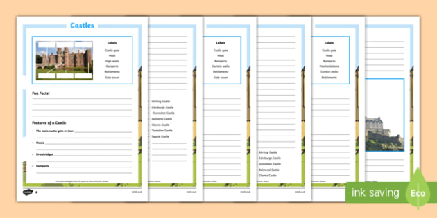 Castles Differentiated Writing Worksheet / Worksheets