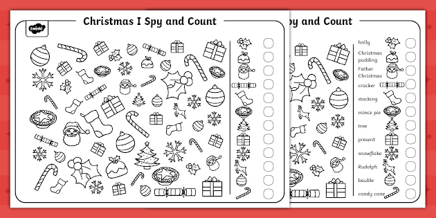 Free Printable Christmas I Spy Count And Color Activity Page For Kids