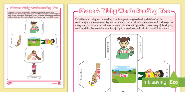 Phase 4 Tricky Word Dice (Teacher-Made)