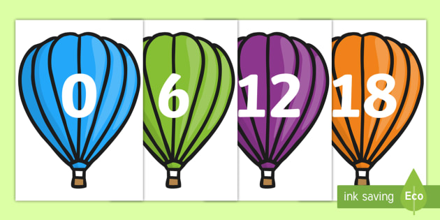 Counting in 6s on Plain Hot Air Balloons Display Activity