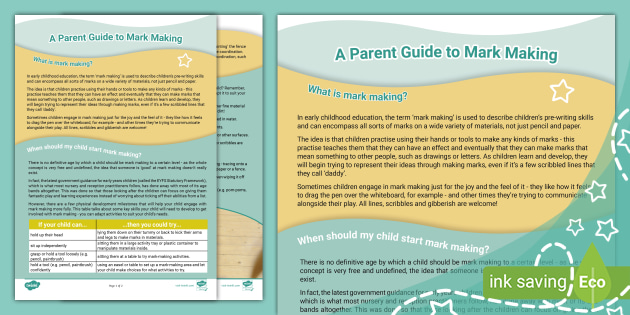 A Parent Guide to Mark Making (Teacher-Made)