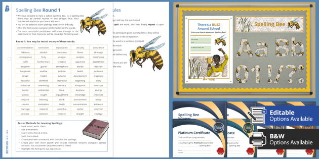 KS3 Spelling Test: Host Your Own Spelling Bee Resource Pack