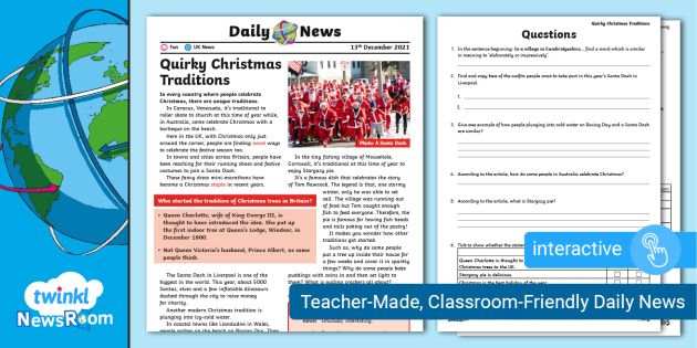 News for Children: Quirky Christmas Traditions (ages 9-11)