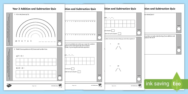Year 2 Addition and Subtraction Assessment (teacher made)