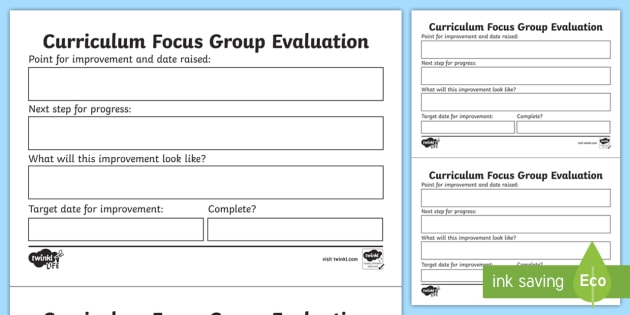 Pupil Voice Curriculum Focus Group Evaluation Form
