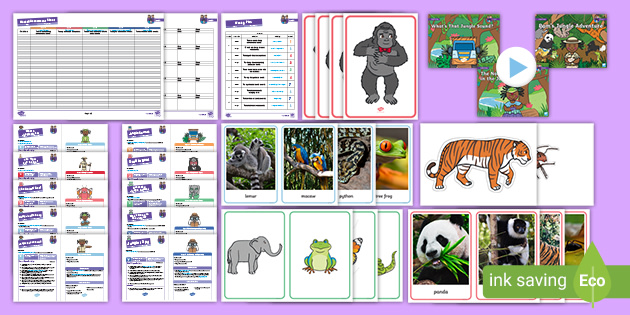 Phonics Level 1 Week 20 - Jungle Animals Weekly Lesson Pack