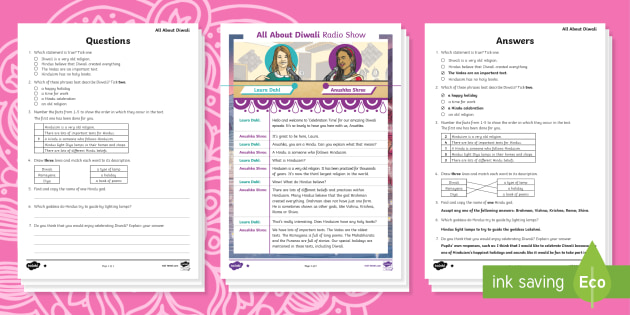 Diwali Reading Activities - Differentiated Primary Resources