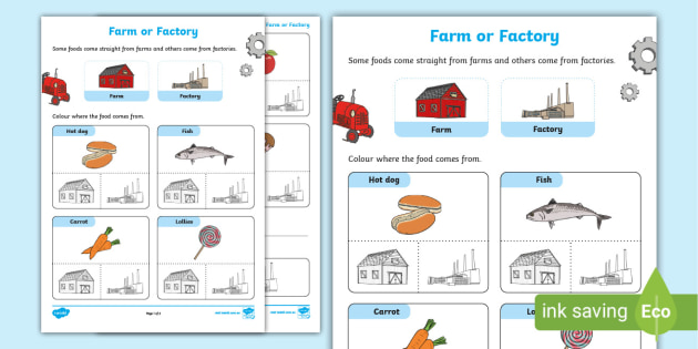 Farm or Factory Food Worksheet | World Food Day