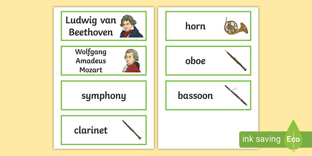 Classical Period Music Word Cards (teacher made)